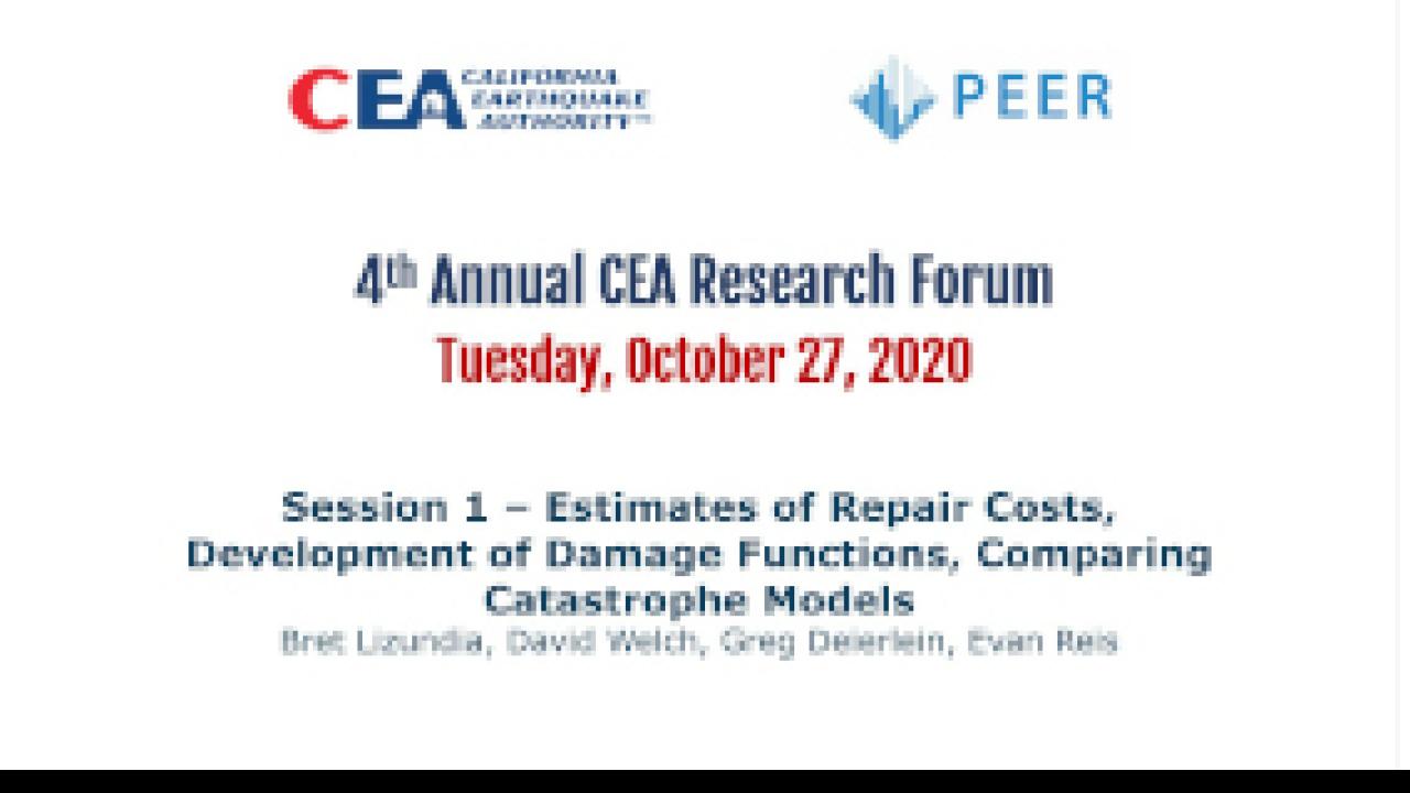 CEA/PEER Project – Claim Adjuster Workshop, Damage Functions, and more